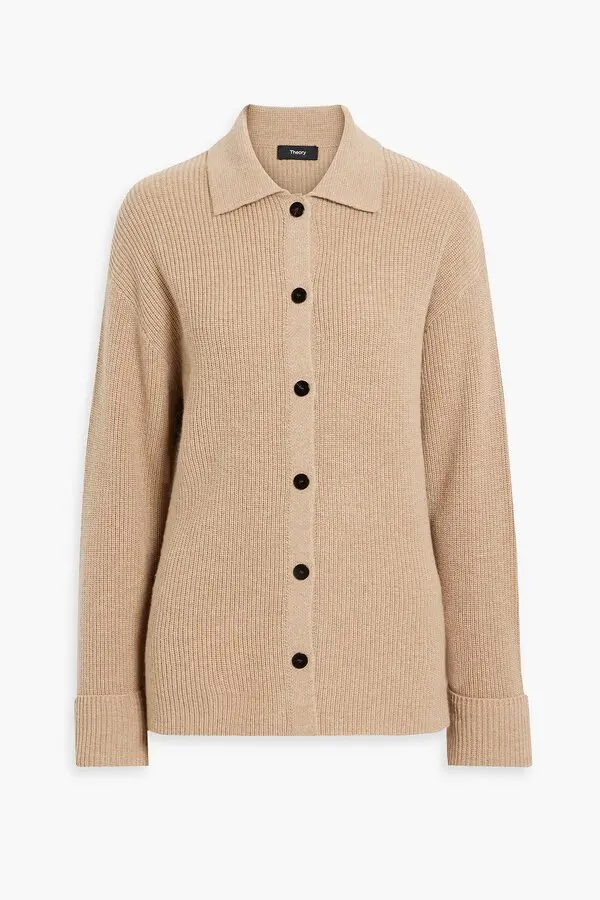 Theory Ribbed Merino Wool And Cashmere-blend Cardigan