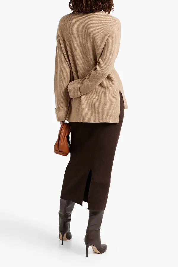 Theory Ribbed Merino Wool And Cashmere-blend Cardigan