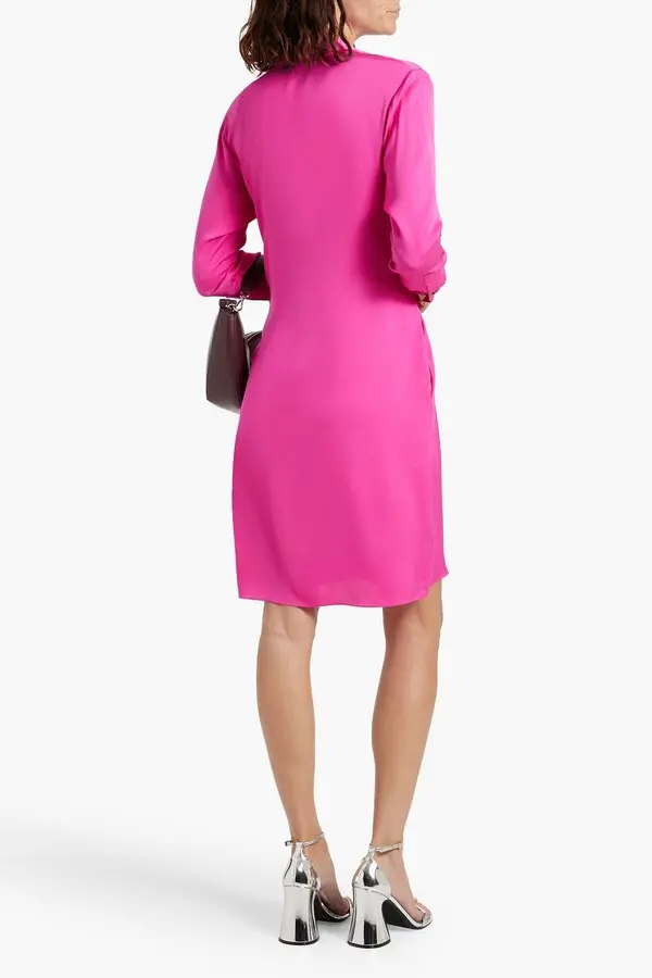 pink theory dress Theory Silk Crepe De Chine Shirt Dress In Bright Pink - 85% Off