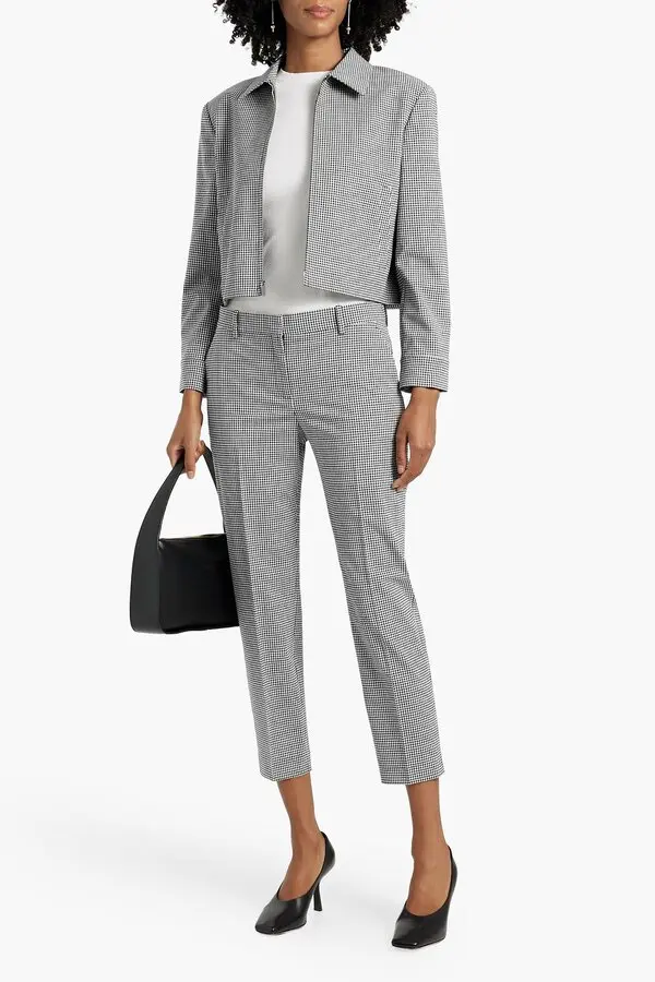 Theory Cropped Gingham Wool-blend Jacket