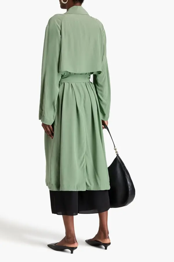 Theory Belted Crepe De Chine Trench Coat