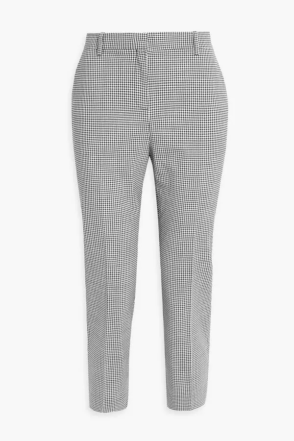 Theory Cropped Gingham Wool-blend Pants