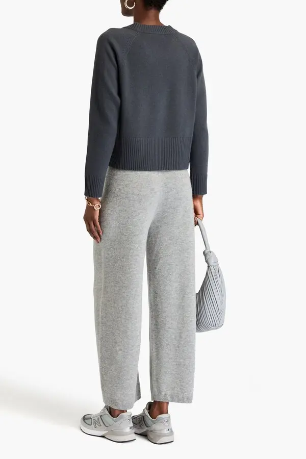Theory Wool And Cashmere-blend Wide-leg Pants - Light Gray