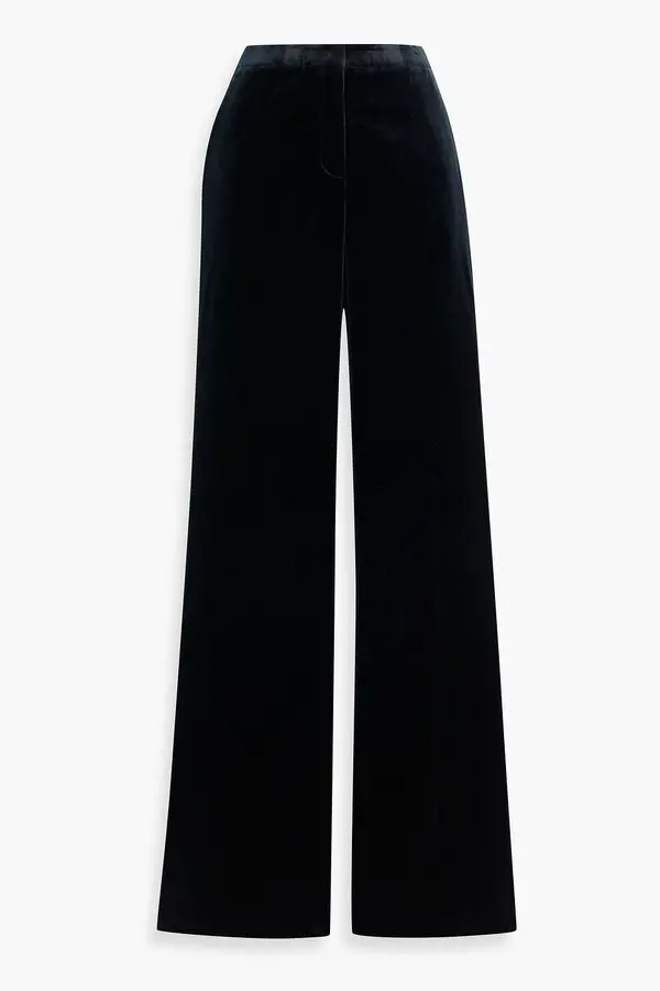 Theory Demitria Stretch Cotton-velvet Flared Pants - Midnight Blue