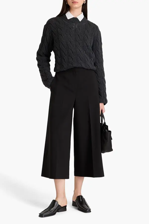 Theory Cropped Wide-leg Twill Pants