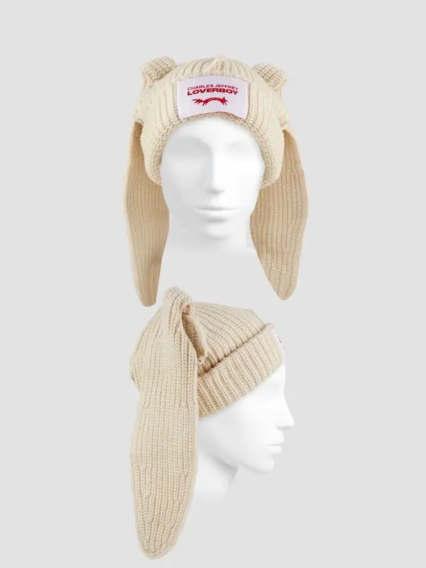 CHARLES JEFFREY Chunky Rabbit Beanie - Ecru