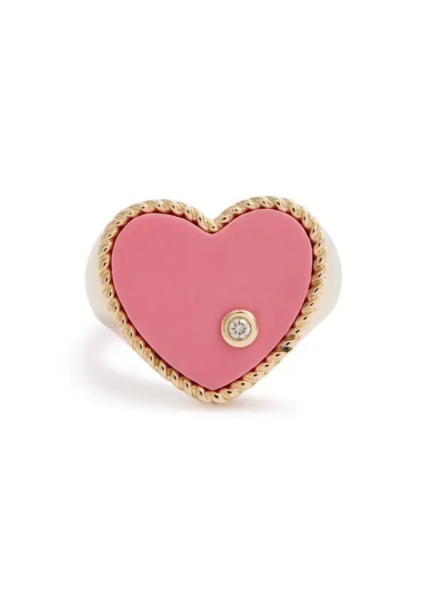 Yvonne Léon Chevalière Coeur 9kt Signet Ring - Gold