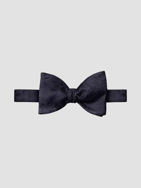 Eton Paisley Silk Bow Tie - Navy