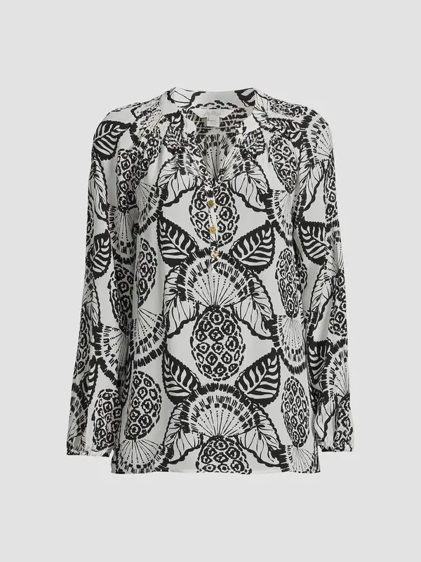 Lilly Pulitzer® Elsa Silk Print Top - Coconut Pineapple