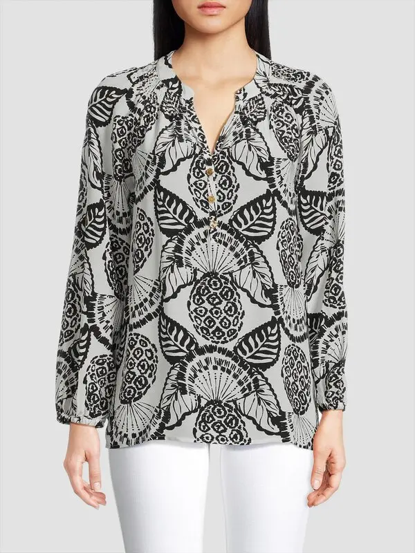 Lilly Pulitzer® Elsa Silk Print Top - Coconut Pineapple