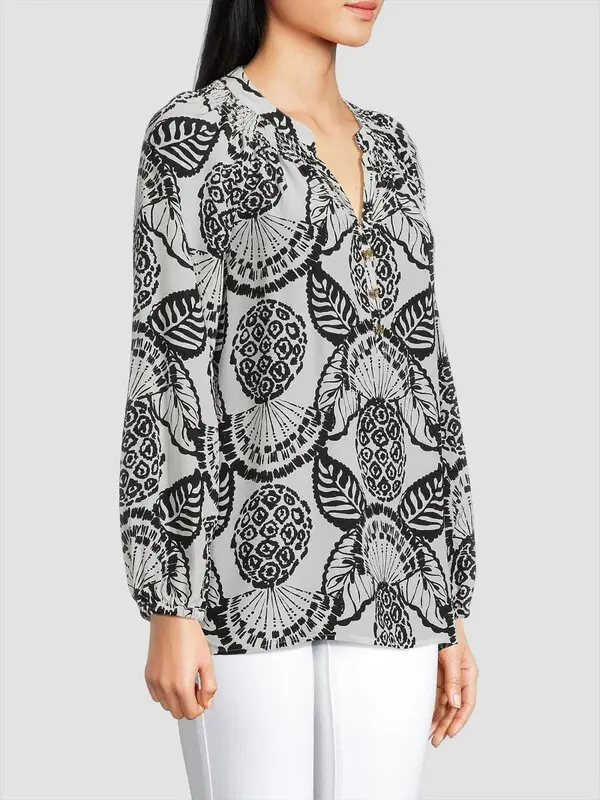 Lilly Pulitzer® Elsa Silk Print Top - Coconut Pineapple
