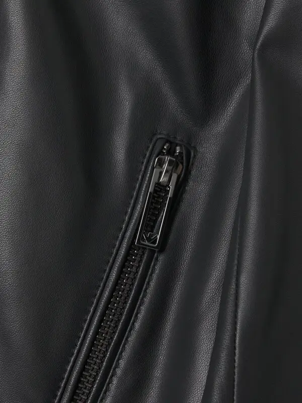 Emporio Armani Leather Bomber Jacket - Black