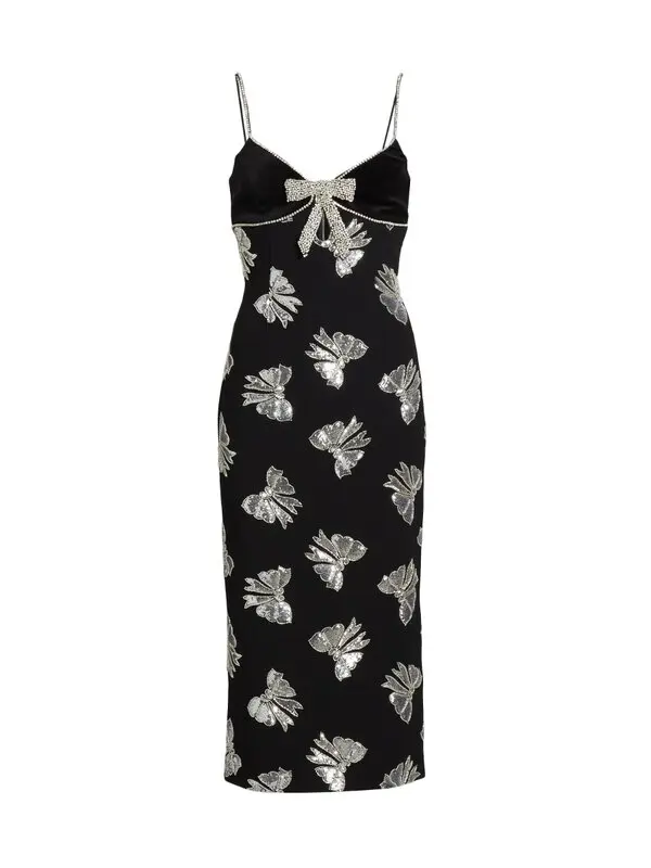 Rebecca Vallance Valor Sequined Bow Midi-dress