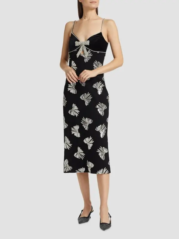 Rebecca Vallance Valor Sequined Bow Midi-dress