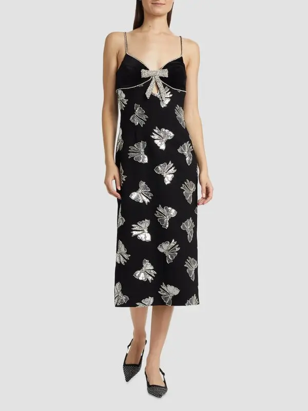 Rebecca Vallance Valor Sequined Bow Midi-dress