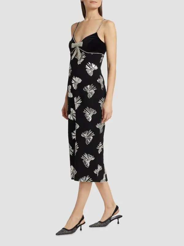 Rebecca Vallance Valor Sequined Bow Midi-dress