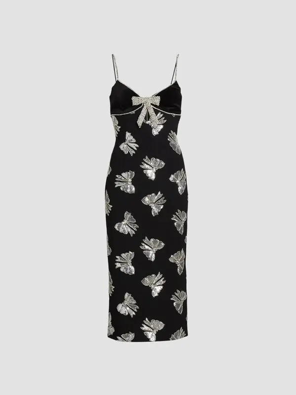 Rebecca Vallance Valor Sequined Bow Midi-dress - Black