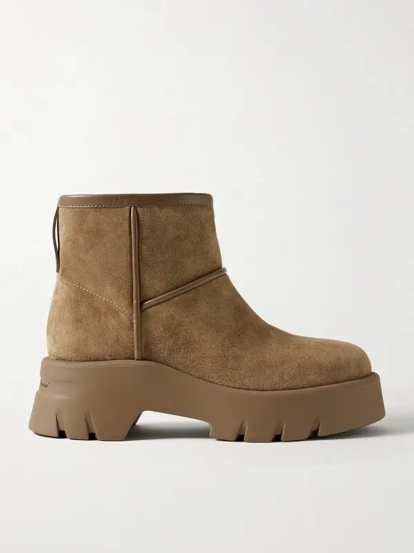 GIANVITO ROSSI Stormy 50 Shearling-lined Suede Ankle Boots - Brown