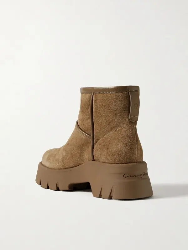 GIANVITO ROSSI Stormy 50 Shearling-lined Suede Ankle Boots - Brown