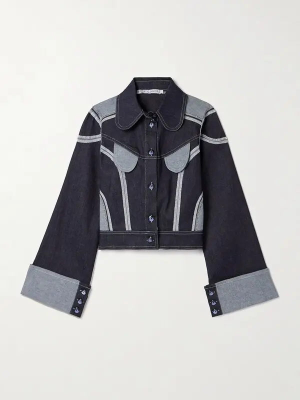 TOLU COKER Paneled Denim Jacket