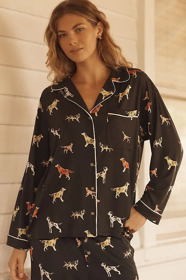 LYREBIRD Modaluxe Long-sleeve Pajama Shirt - Black Pattern