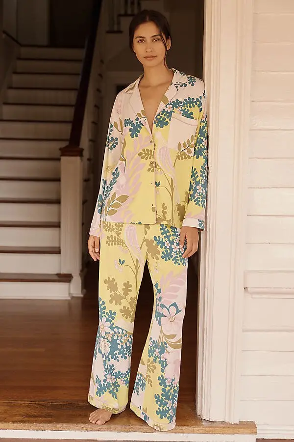 LYREBIRD Briar Long Sleeve Pajama Shirt Modaluxe - Yellow Pattern
