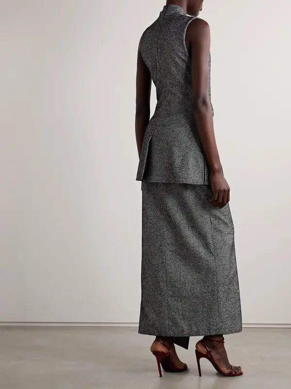Brandon Maxwell The Margo Gathered Layered Wool-blend Maxi Dress