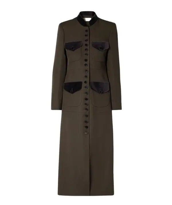 LIBEROWE Imperial Velvet-trimmed Wool-blend Coat