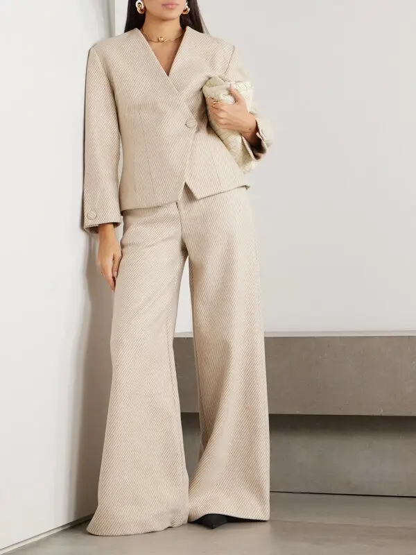 DESTREE Lenore Striped Wide-leg Pants - Neutrals