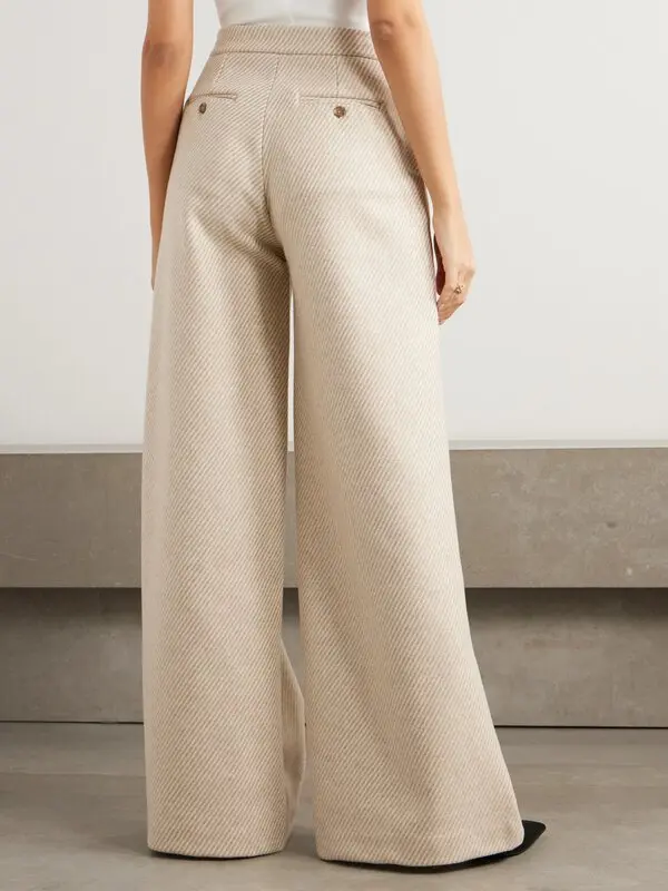 DESTREE Lenore Striped Wide-leg Pants - Neutrals