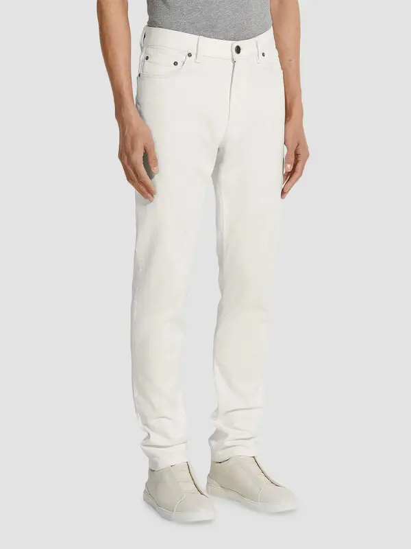 Zegna Rinse-washed Stretch Cotton Roccia Jeans - White