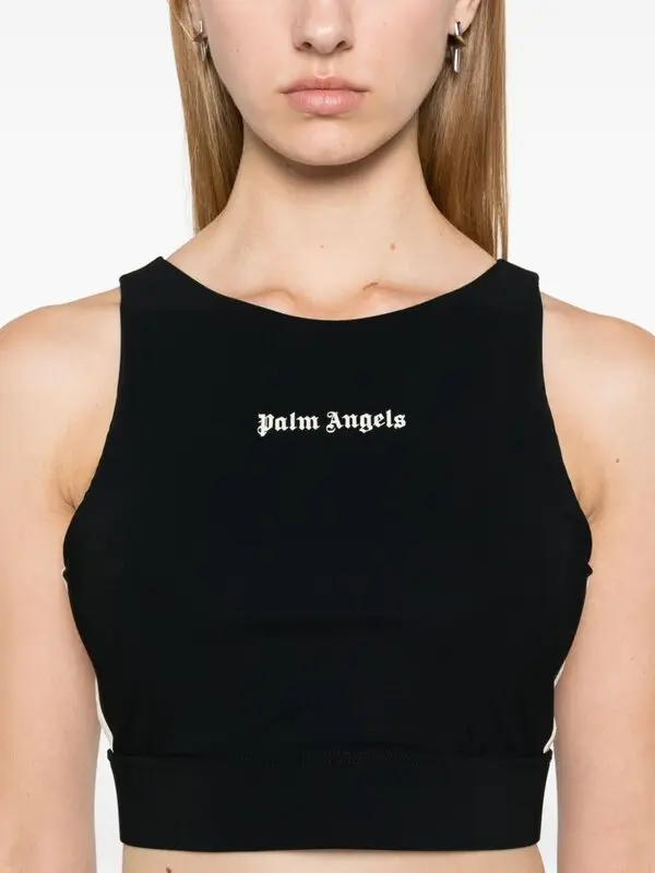 Palm Angels Logo-print Top - Black