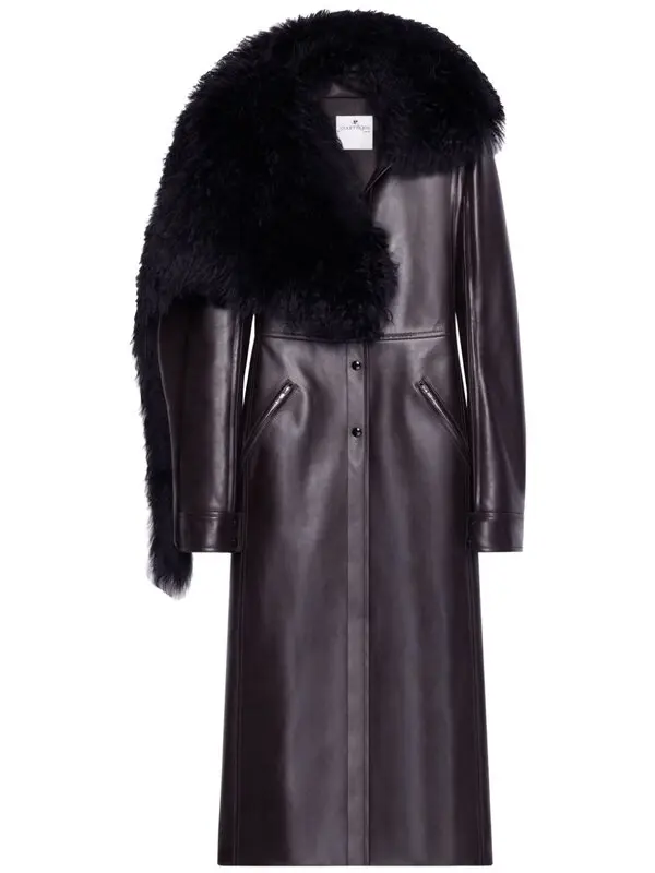 COURREGES Shearling Collar Leather Coat