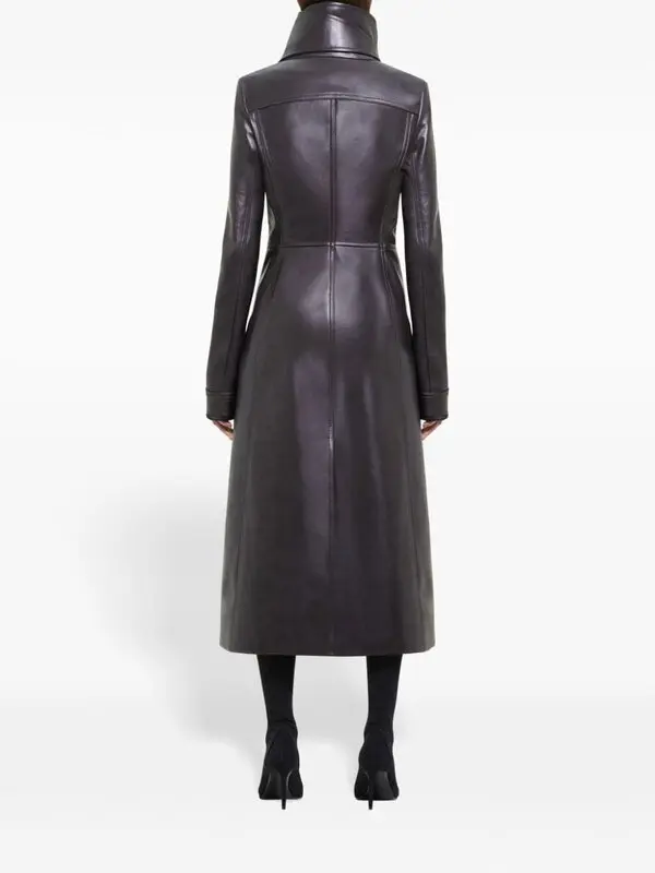 COURREGES Shearling Collar Leather Coat