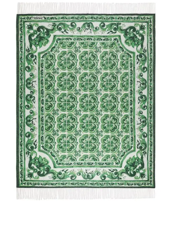 Dolce & Gabbana Jacquard Cashmere Blanket - Green