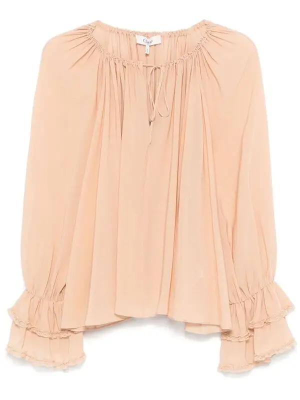 Chloé Gathered-detail Silk Blouse