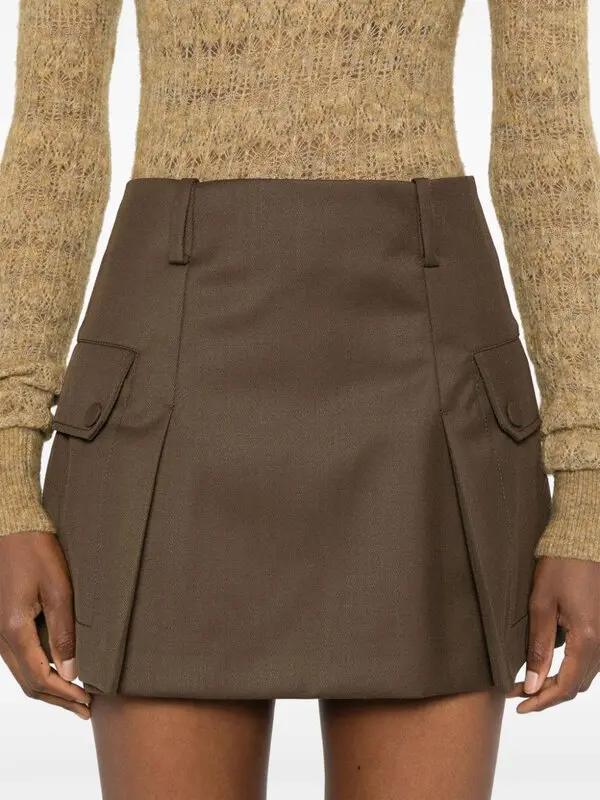 Sandro Pleated Mini Skirt In Brown - 40% Off | Editorialist
