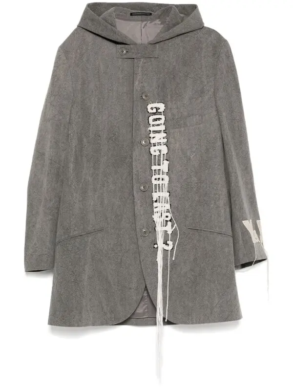 Yohji Yamamoto Logo-print Wool Hooded Jacket
