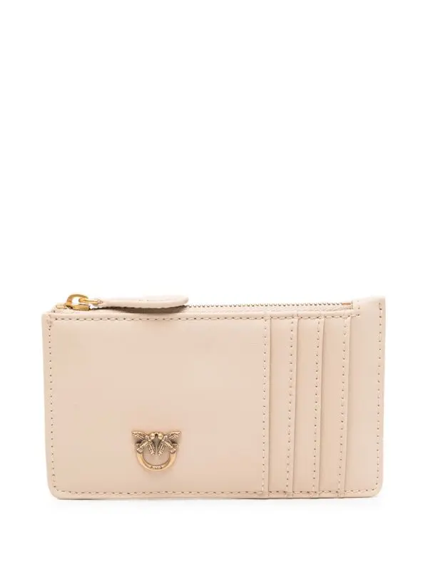 Pinko Zipped Chevron Card Holder - Neutrals