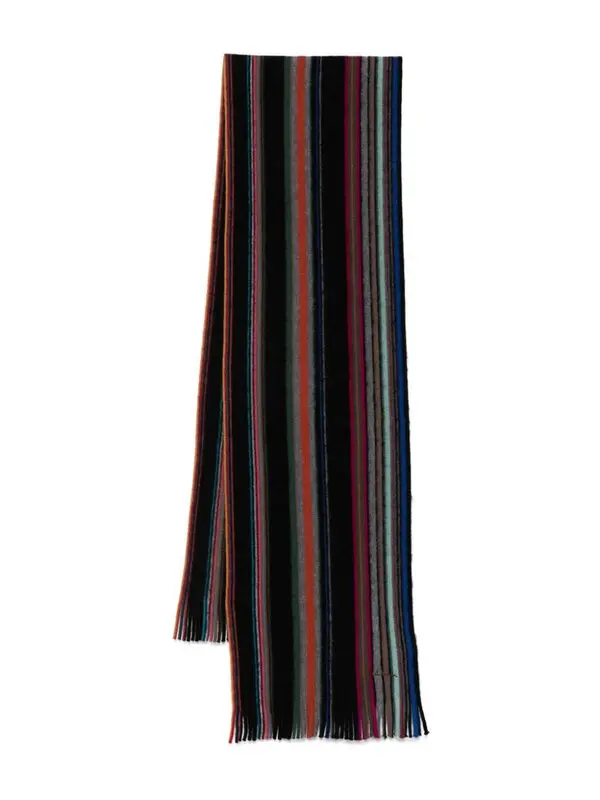 Paul Smith Striped Merino-wool Scarf - Black