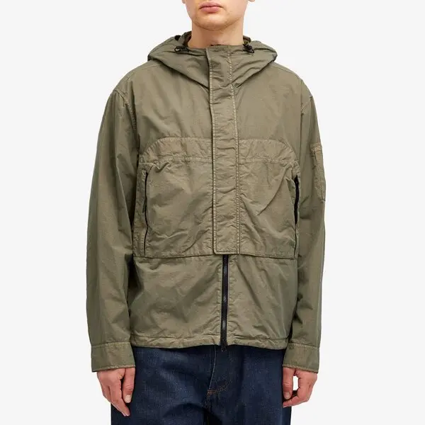 C.P. Company Flatt Nylon Hooded Overshirt In Walnut - 40% Off