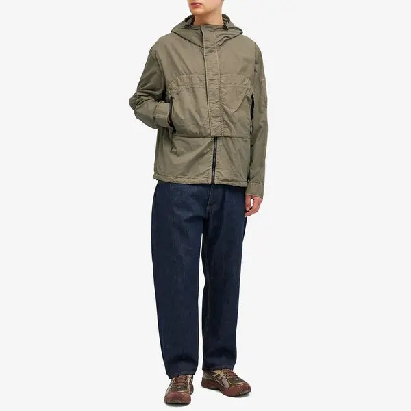 C.P. Company Flatt Nylon Hooded Overshirt In Walnut - 40% Off