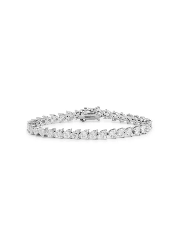 CZ BY KENNETH JAY LANE Heart Crystal Tennis Bracelet - Silver