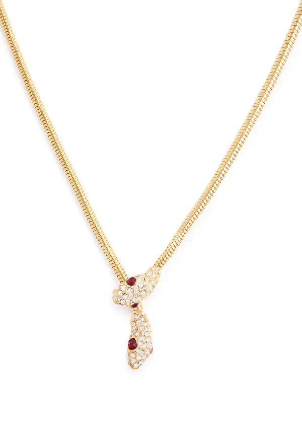 KENNETH JAY LANE Crystal-embellished Snake Necklace - Gold