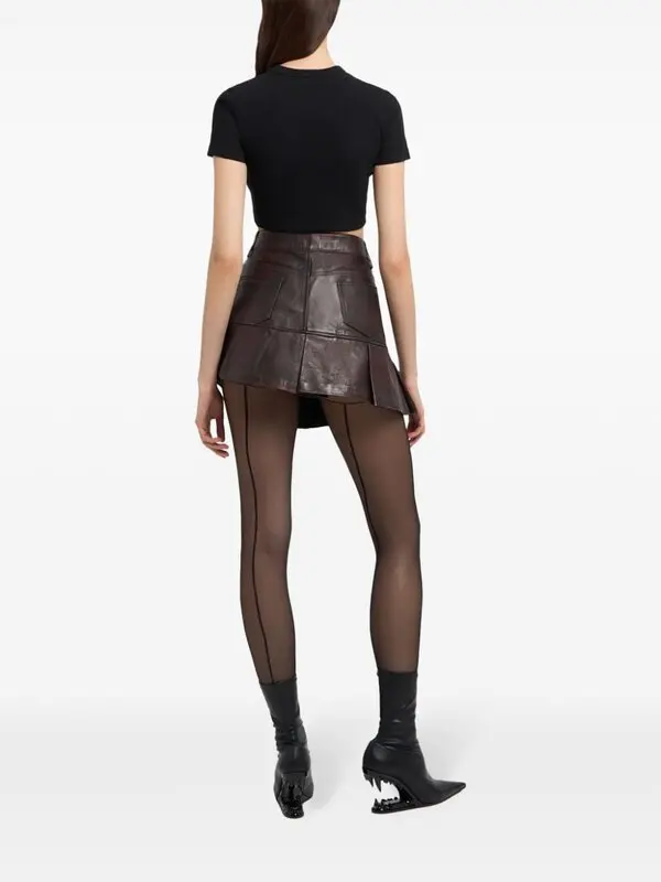 Gcds Leather Pleated Mini Skirt