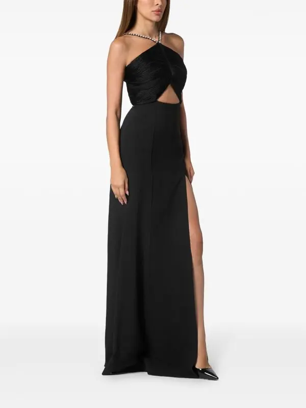 Philipp Plein Embellished Halterneck Maxi Dress With Slit