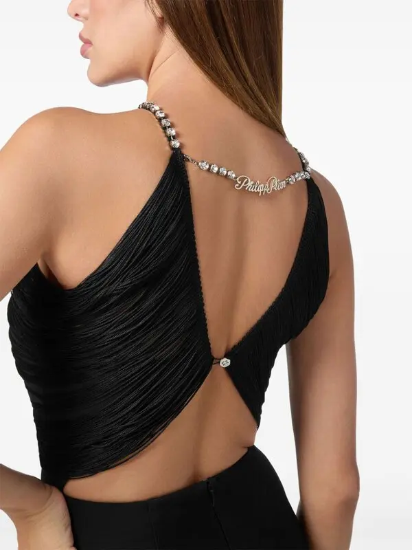 Philipp Plein Embellished Halterneck Maxi Dress With Slit