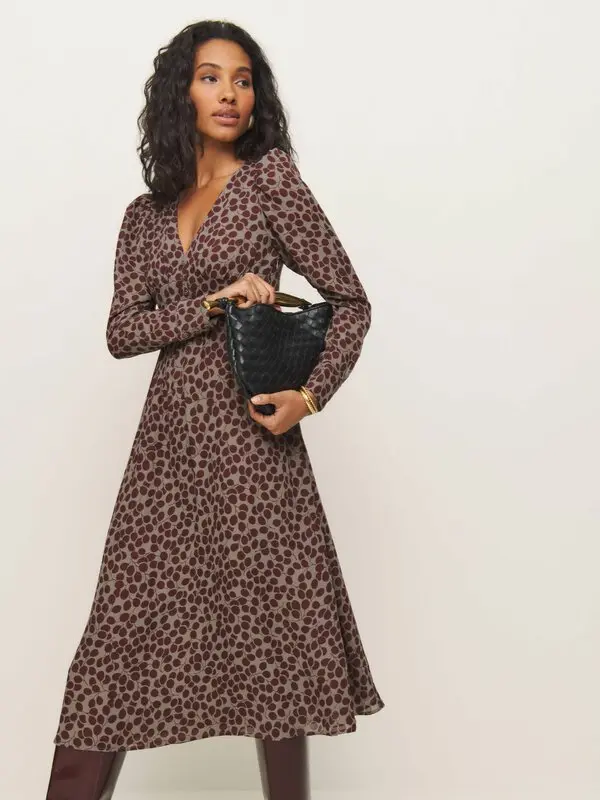 REFORMATION Liara Midi Dress - Brown