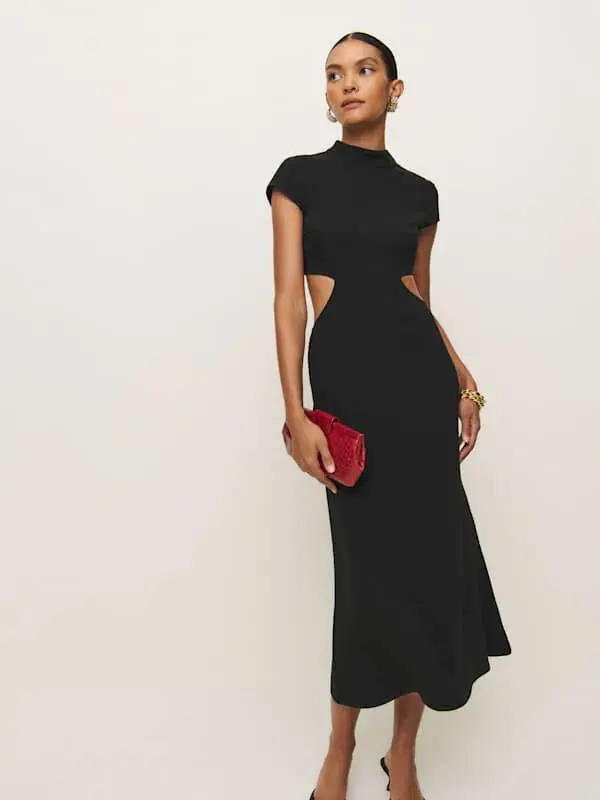 Reformation Evelina Midi Dress In Black - 50% Off | Editorialist
