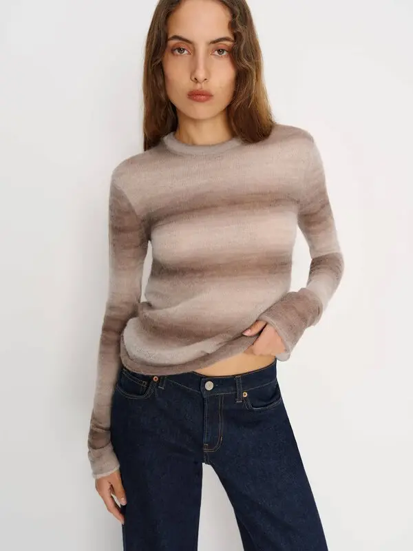 REFORMATION Alice Sheer Alpaca Crewneck Sweater - Brown